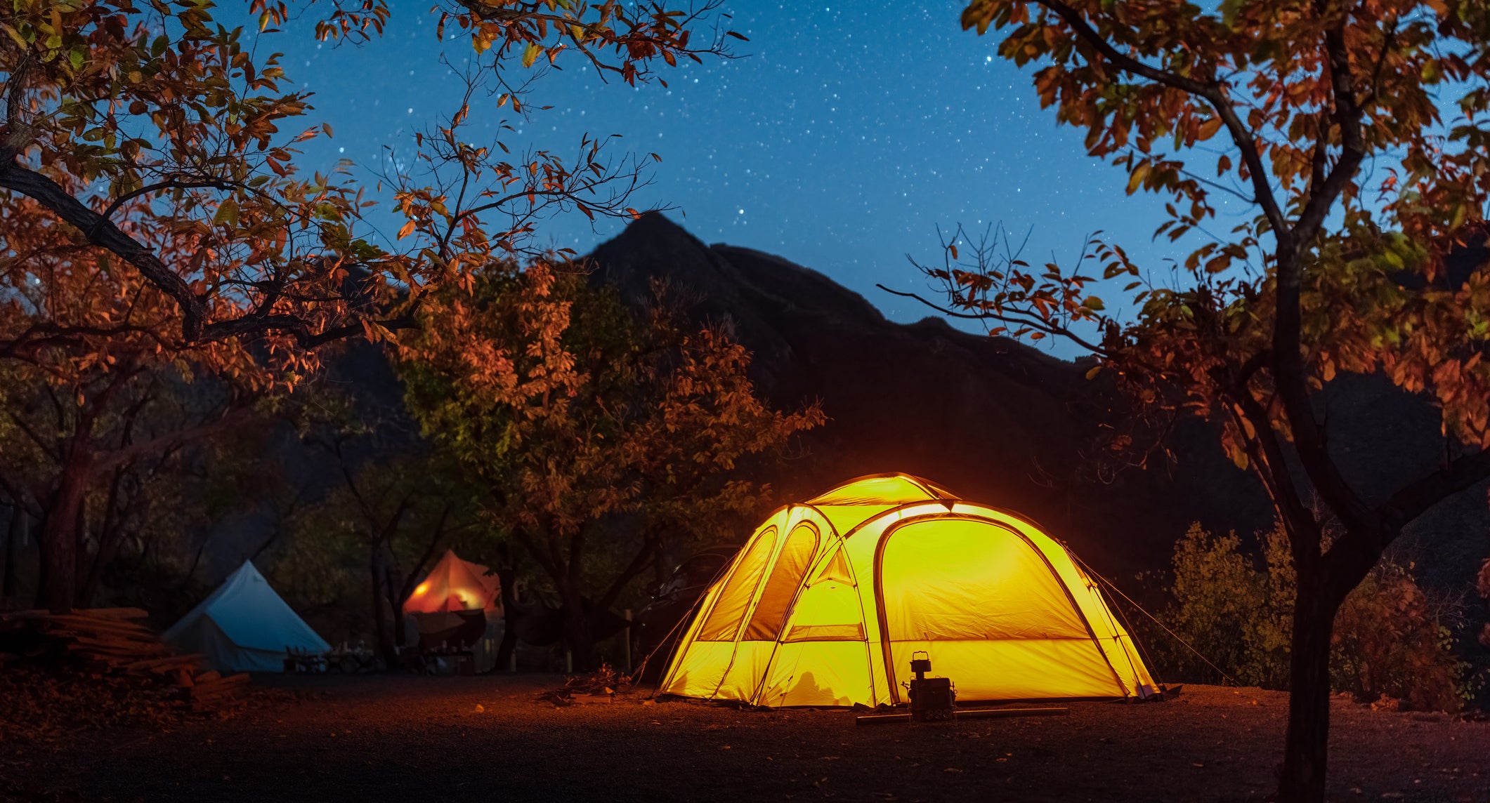 Camping Tent At Night