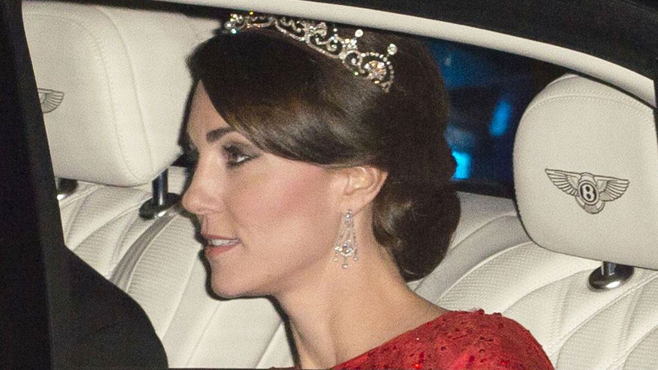 Kate Middleton Wore a Tiara and Glittering Red Dress for the State ...