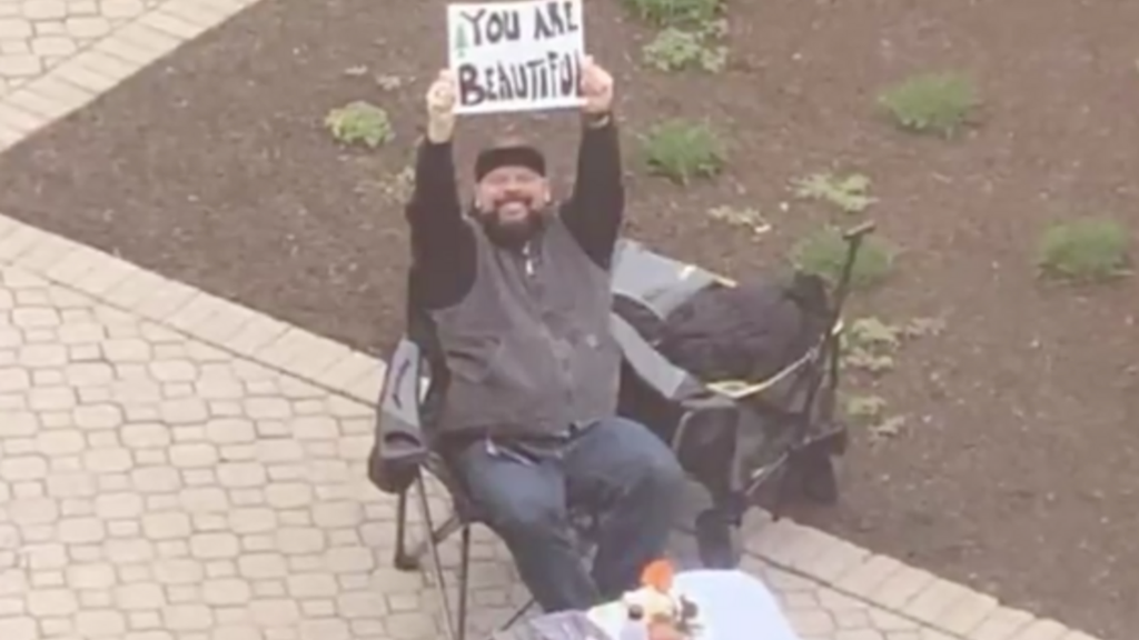 Husband Sets up 'Date Nights' Outside Wife's Hospital Room Window as ...