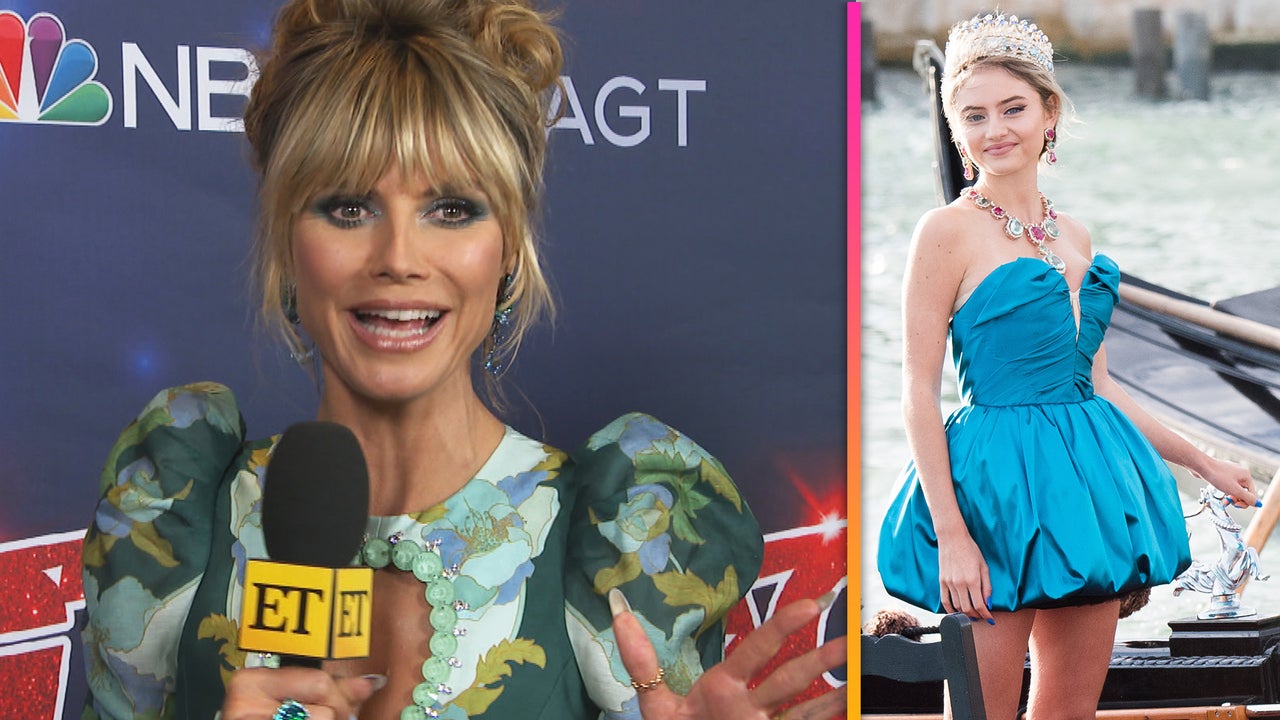Heidi Klum and Daughter Leni Klum Twin in Matching Silver Dresses in ...