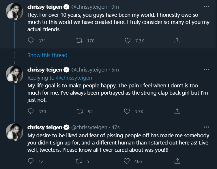 Chrissy Teigen Deletes Her Twitter After Struggling to 'Block Out the ...