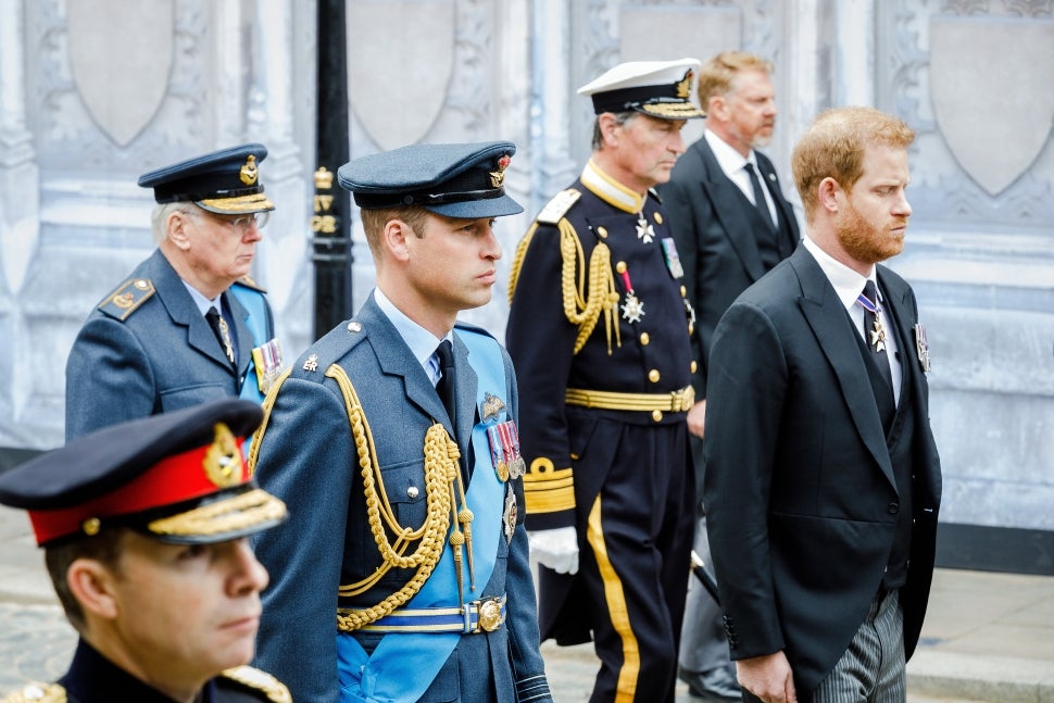 Prince Harry Walks Alongside Prince William in Queen Elizabeth II's ...
