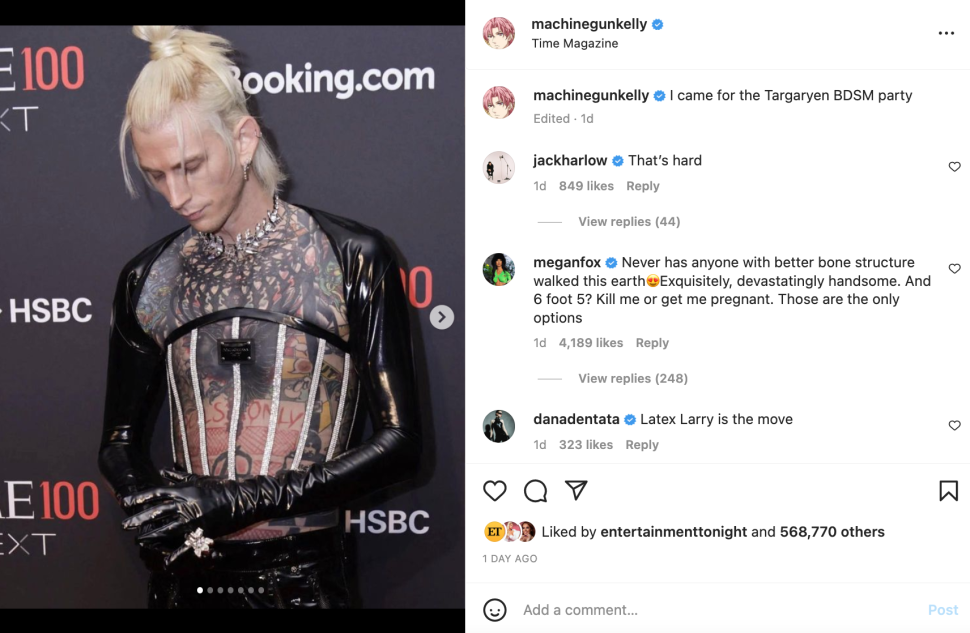 Megan Fox Asks Machine Gun Kelly to Get Her Pregnant in Flirty Comment ...