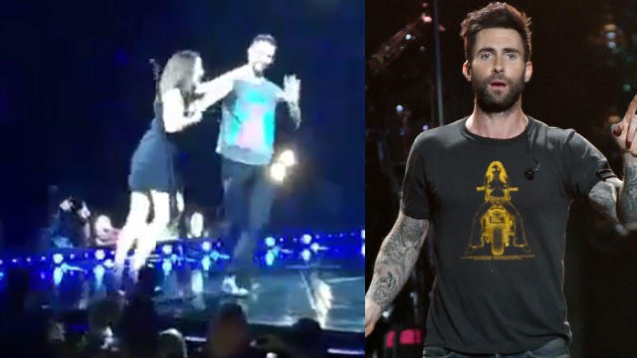 Adam Levine Gets Attacked By Fan on Stage, Handles It Like A Pro ...