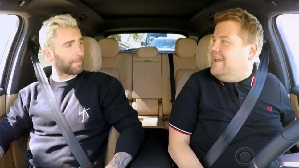 Adam Levine Plays It Cool (As James Corden Panics) While Getting Pulled ...