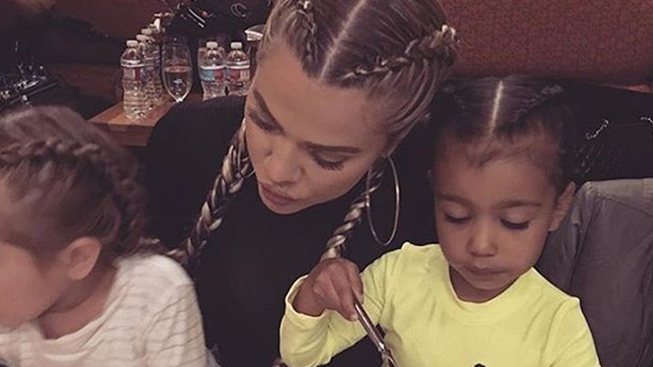 Khloe Kardashian, Penelope Disick and North West Rock Matching Pigtail ...