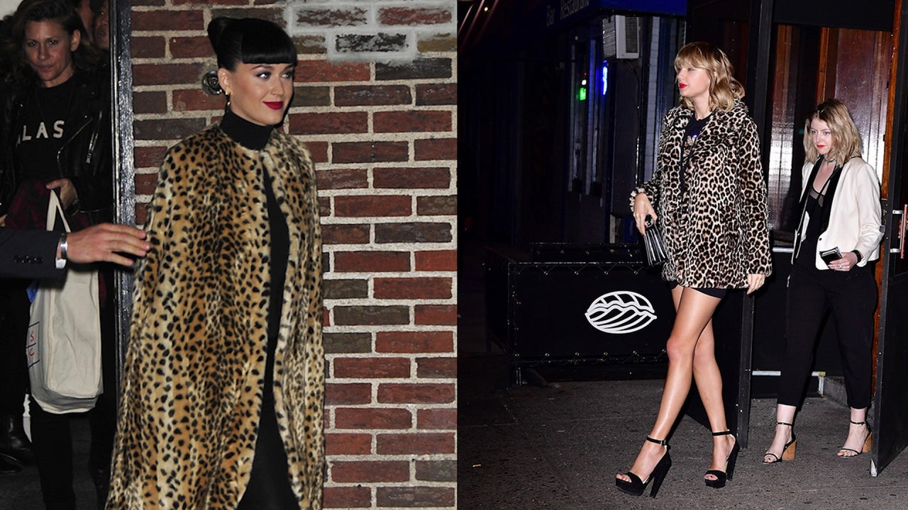 Taylor Swift and Katy Perry Step Out in Matching Animal Print Coats