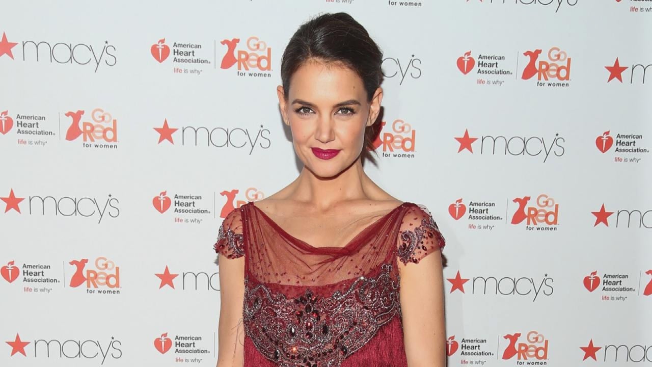 Katie Holmes Shimmies and Shakes in Fringe-Covered Red Dress